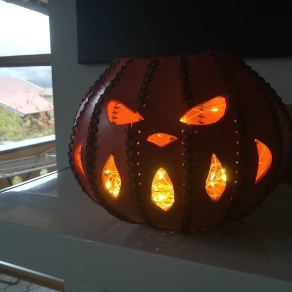 Leather Pumpkin Pattern | Jack O' Lantern PDF Template | Halloween ...