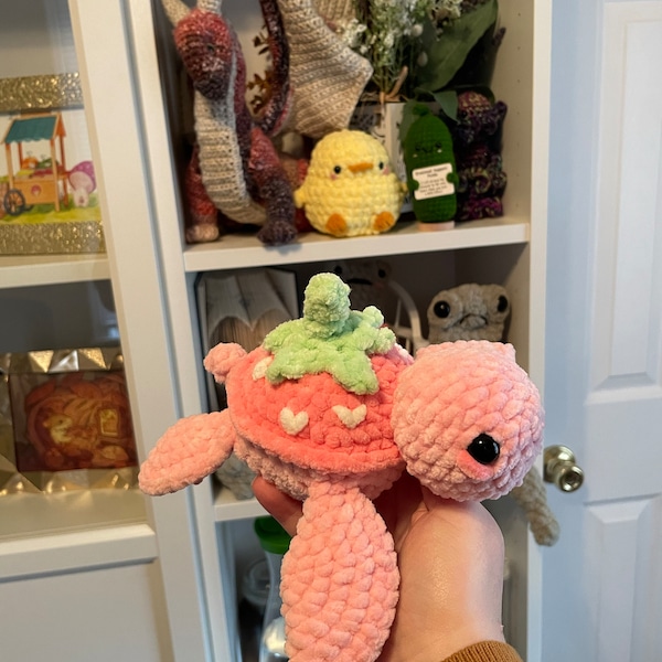 Crochet Mini Strawberry Turtle Pattern PDF Download Beginner Friendly ...