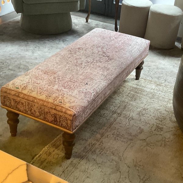 Beige Wood Bench, Piano Bench, Bohemian Bench, Boho Ottoman, Boho ...