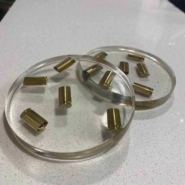 Bullet Shell Brass Casing Ammo Resin Coasters- Art Deco Handmade ...