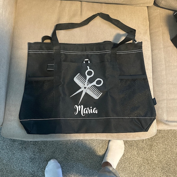 Personalized Hairstylist Tote Bag With Name – Black Salon Bag With ...