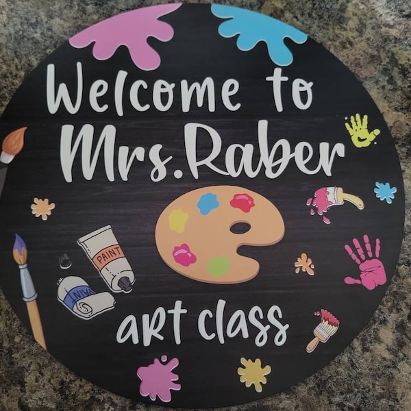 Personalized Art Teacher Hanging Door Sign, Teacher Art Class Sign, Art ...