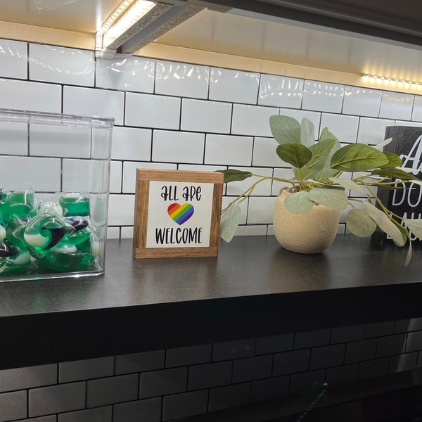 All Are Welcome Sign, Pride Home Decor, Classroom Sign, Diversity Decor ...