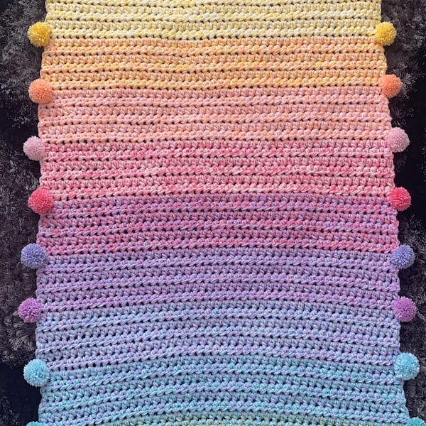 PDF DIGITAL Download-little Gems Craft Shop- 'rainbow Pom Blanket ...