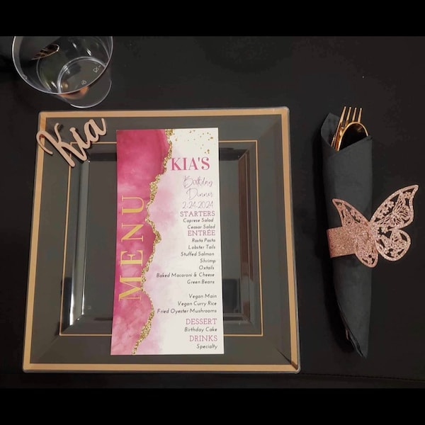 Fuchsia Gold Menu Editable Template Ladies Teens Girls Birthday ...