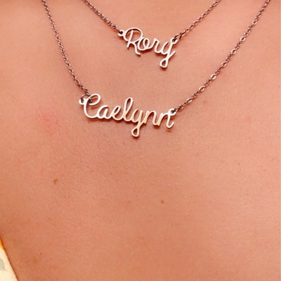 Two Name Necklace Layer Name Necklace Double Name Necklace - Etsy UK
