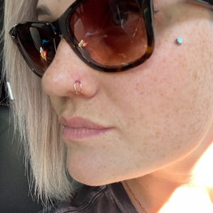 Gold Triple Stacked Beaded Septum Ring With Gap Piercing Hoop Conch ...