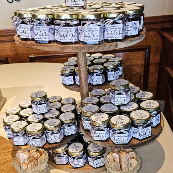 35 2oz Personalized Jam Favors, Mini Spreaders, Rustic Bridal Shower ...