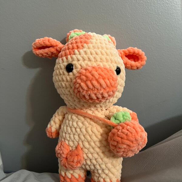 Crochet Cow, Peach Cow Plushie, Cow Plushie, Crochet Cow Plush - Etsy