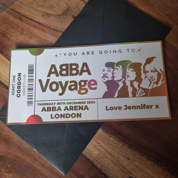 ABBA Voyage Ticket - Fully Customisable - Perfect Keepsake Presentation ...