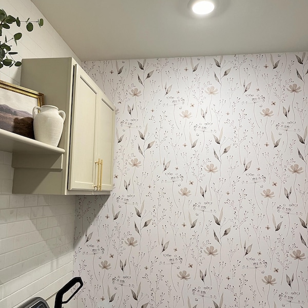Neutral Floral Wallpaper. Wallpaper. Peel and Stick Wallpaper ...
