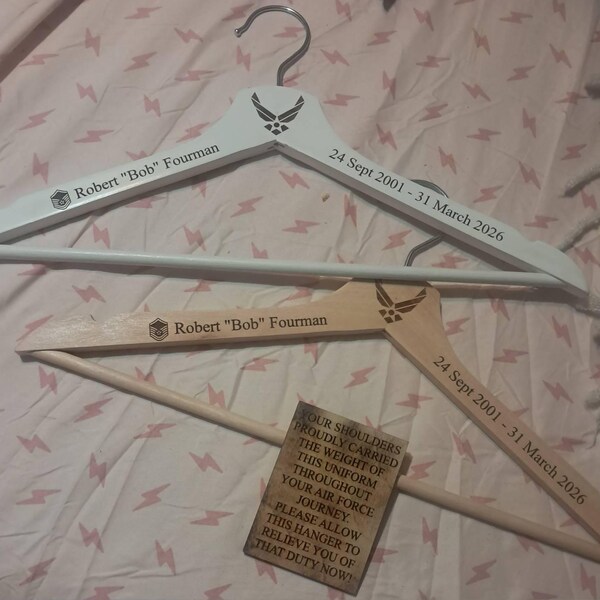 Personalized Air Force Retirement Hangers: Veteran Made Gift (two Pack ...