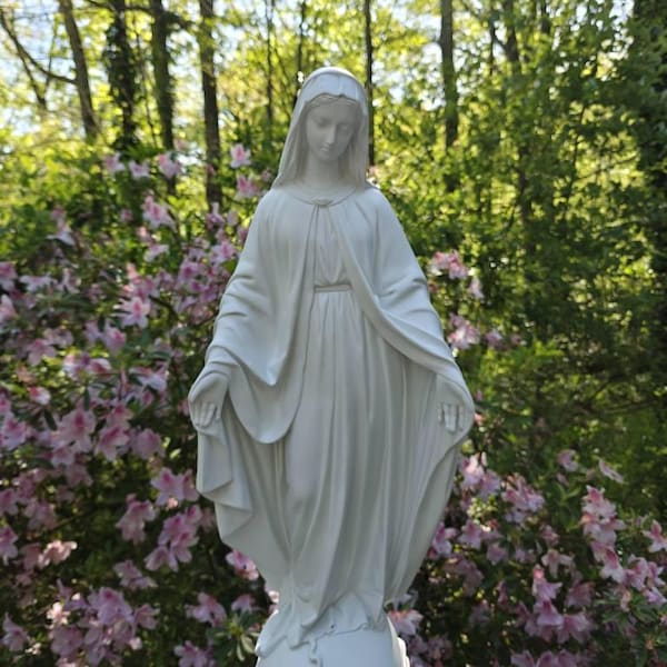 Solid Marble Powder Our Lady of Grace Statue, 40 Cm Virgin Mary Statue ...