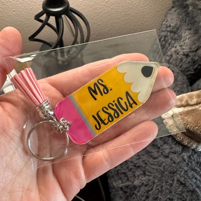Custom Teacher Pencil Keychain - Etsy