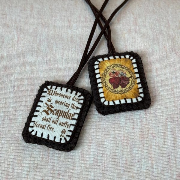 Traditional Brown Scapular Without Embroidered Design 100% Woven Wool ...