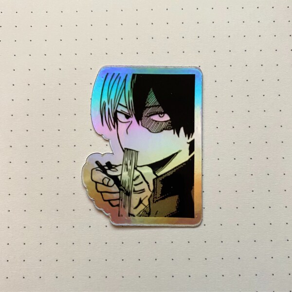 My Hero Holographic Todoroki Shoto Eating Soba Sticker - Etsy