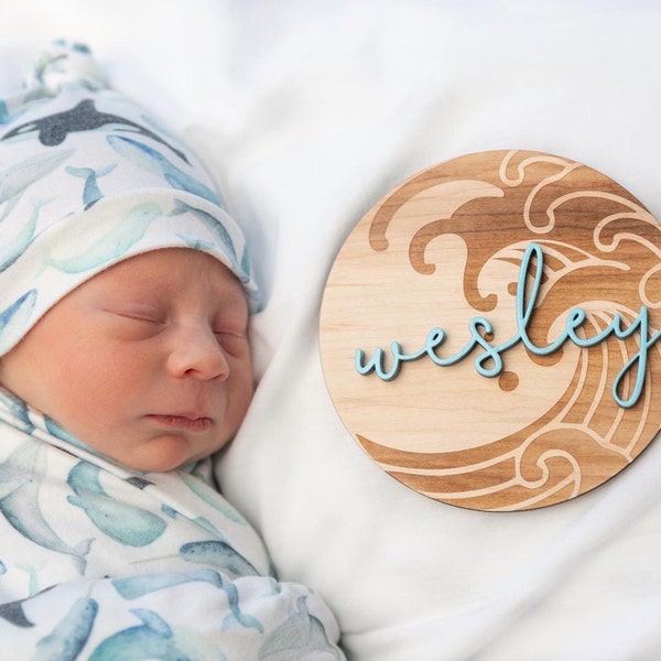 Waves Name Round | Surf Name Sign | Custom Beach Name Sign | Surf ...