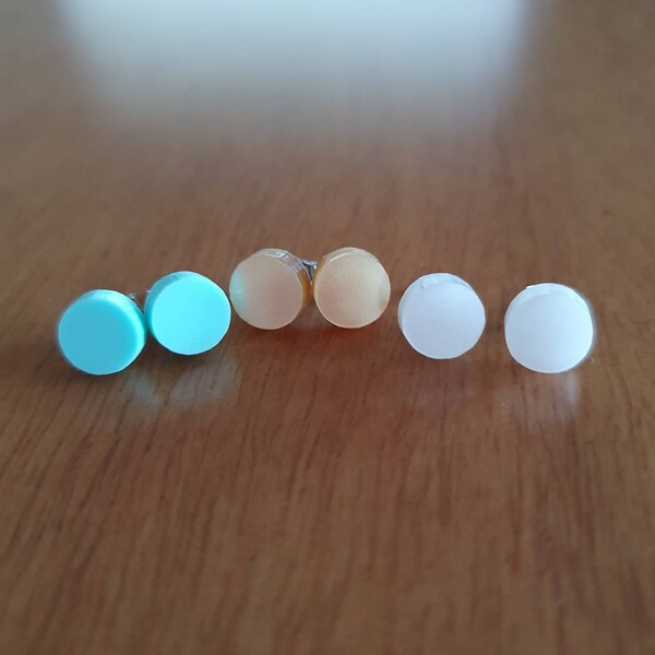 Tiny Glitter Dots Glitter Stud Earrings Colourful Glitter Studs Rainbow Glitter Studs Silver ...