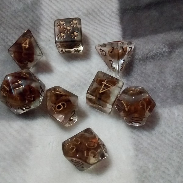 Coffee Bean Dnd Dice Set: Real Coffee, Copper Font - Etsy