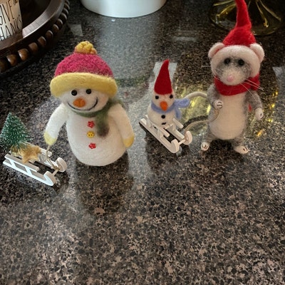 Needle Felted Snowman, Felted Christmas Decoration, Holiday Snowman, - Etsy