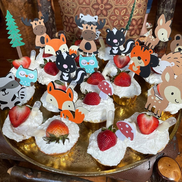 Woodland Animal Cupcake Toppers Boy Girl, Forest Animals Cupcake ...