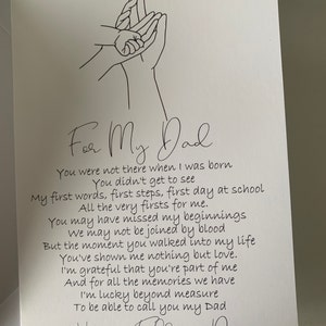 Card for My Step-dad for My Step-father Poem for Step-dad - Etsy