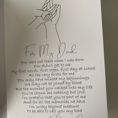 Card for My Step-dad for My Step-father Poem for Step-dad - Etsy