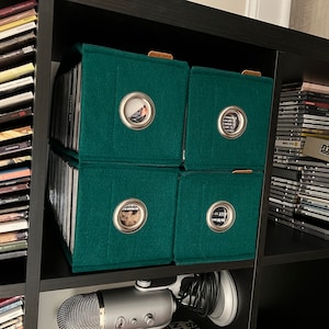 CD Box With Leather Handle, Felt Basket, CD Storage, Minimalist ...