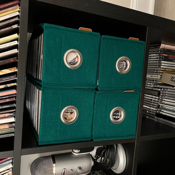 CD Storage Box With Leather Handle, Felt Basket, Minimalist ...