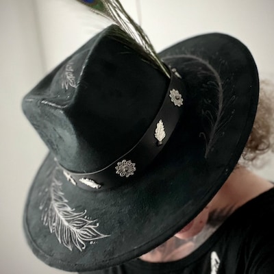 Levi: Skull Crown Shape Mens Hat . Hand Shaped Hat, Burned Hat, Cowboy ...