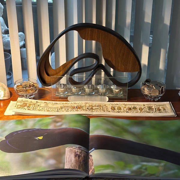 Walnut Abstract Wood Sculpture Art Table Top - Minimalist Book Shelf ...