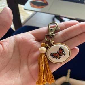 Wax Flower Embroidery Keychain - Etsy