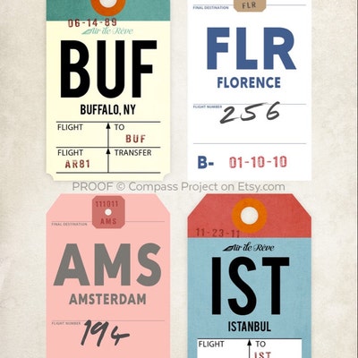 Airport Code Art Print Vintage Style Luggage Tag Print - Etsy