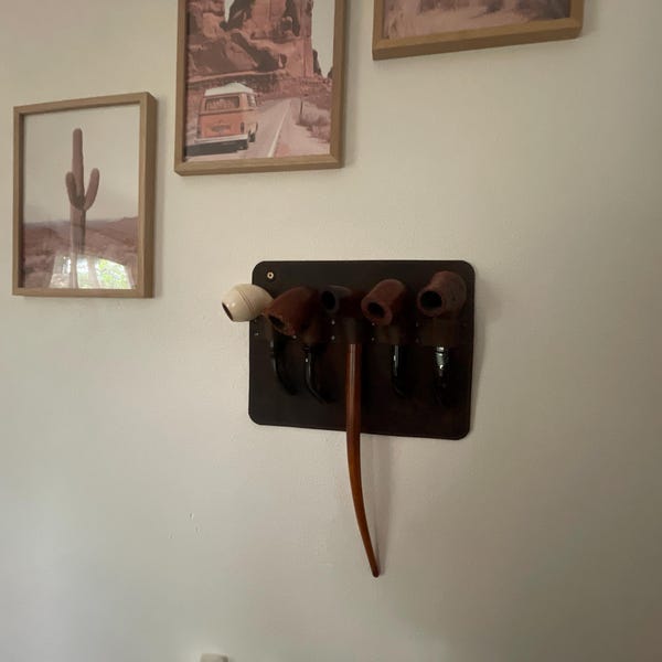 Leather Wall Rack for Holding Tobacco Pipes and Accessories, Wall Pipe ...