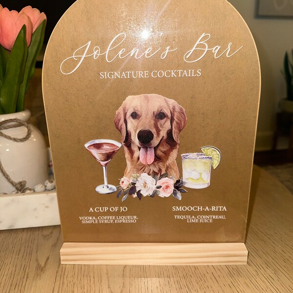 Dog Drink Sign With Custom Pet Painting, Wedding Sign YOUR Custom Dog ...