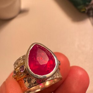 Sterling Silver Natural Fire Opal Rose Flower Ring 8 - Etsy