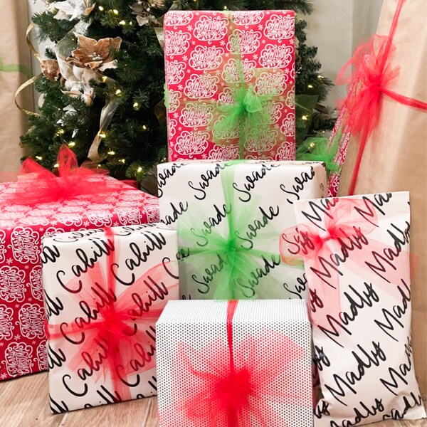 Custom Name Personalized Wrapping Paper, Customizable Holiday and ...