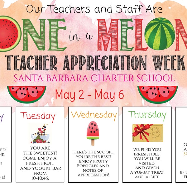 EDITABLE Teacher Appreciation Week Itinerary Poster, Summer One in a ...