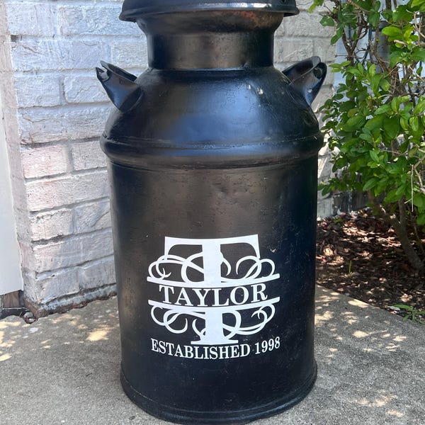 Milk Can Decal, Monogram Vinyl Decal, Vinyl Decal for Flower Pot, Farm ...