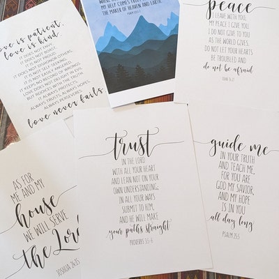 6 Bible Verses Printable Set, Bible Verse Art Bundle, Christian Wall ...