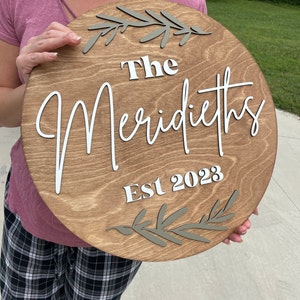 Round Last Name Sign Round Wedding Sign Established Sign - Etsy