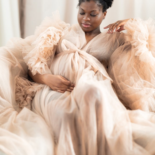 Ready to Ship Black Tulle Maternity Dress for Photo Shoot Maternity ...