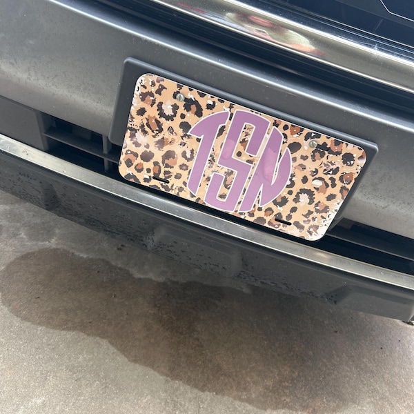 Custom Monogram Cheetah Print License Plate - Etsy