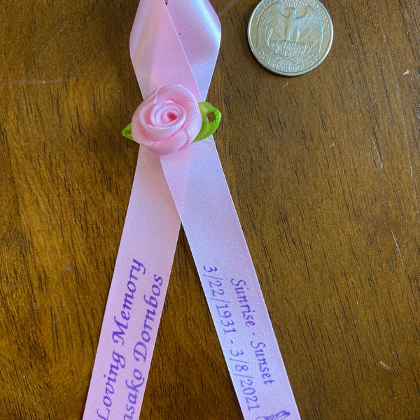 Personalized Memorial Ribbons With Pins for Funeral or Celebration of ...