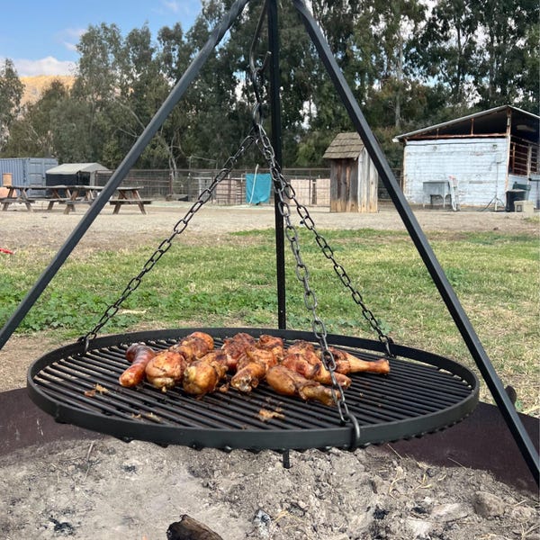 Large Campfire Cooking Hanging Grill for Cooking Tripod - Etsy