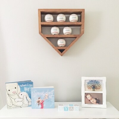 Large Baseball Display Shelf, Holds 20 Baseballs and 16 Championship ...