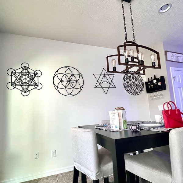 Sacred Geometry Metal Wall Art Set of 4, Home Meditation Metal Yoga ...