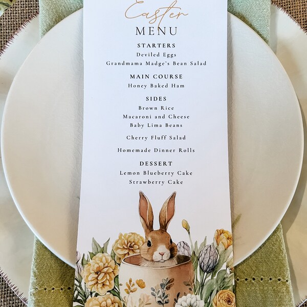 Printable Easter Menu, Editable Easter Brunch Menu Template, Easter ...