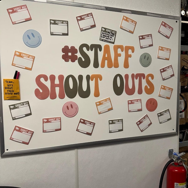 Staff Shout Outs Bulletin Board Wall Letters Shout Out Card Printable ...