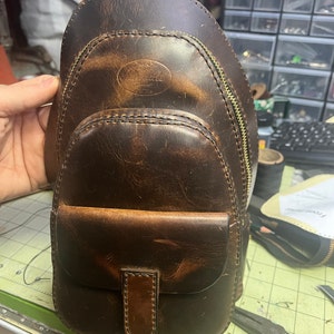 Men Leather Sling Bag Pattern With Video Tutorial, Crossbody Sling Bag ...